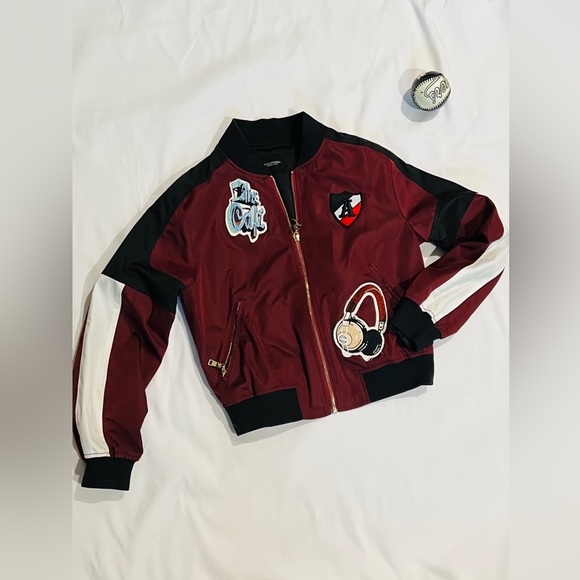 Jackets & Coats | Bomber Jacket Dark Red Small Size Brand Aviva On ...